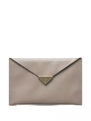 Prada Saffiano Leather Envelope Clutch - Neutrals