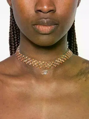 Blumarine Crystal-embellished B-logo Necklace - Silver