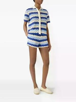 MC2 SAINT BARTH Striped Crochet-knit Shorts
