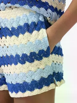 MC2 SAINT BARTH Striped Crochet-knit Shorts