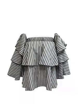 Caroline Constas Striped Off-shoulder Blouse