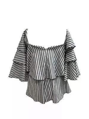 Caroline Constas Striped Off-shoulder Blouse