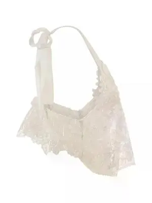 MAURIZIO MYKONOS Embroidered Tie-shoulder Top