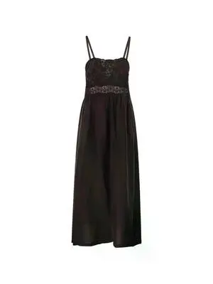 MAURIZIO MYKONOS Embroidered Tiered Maxi Dress - Brown