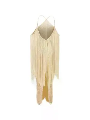 BLESS Pelta Fringed Halterneck Maxi Dress