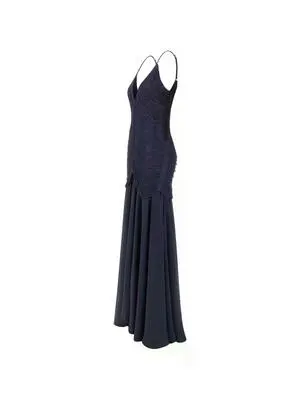 BLESS Nostalgia Fringe-detailed Maxi Dress - Blue