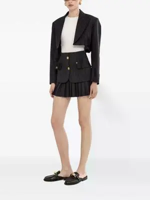NISSA Pinstriped Pleated Skirt - Black