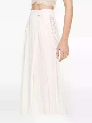 NISSA Lace-up Palazzo Trousers - White