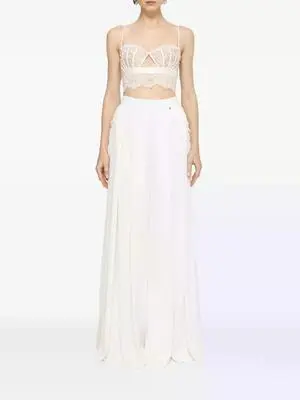 NISSA Lace-up Palazzo Trousers - White