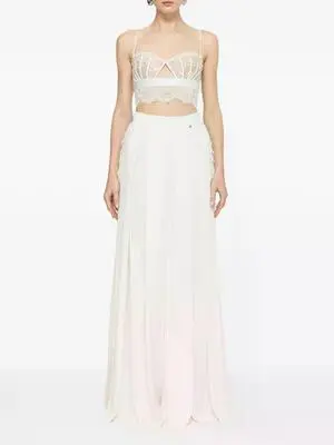 NISSA Lace-up Palazzo Trousers - White