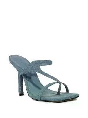 Schutz Floral-appliqué Denim Stiletto Sandals