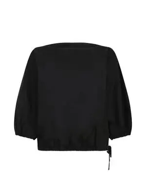 DOUUOD Drawstring-hem Puff-sleeve Blouse