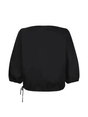 DOUUOD Drawstring-hem Puff-sleeve Blouse