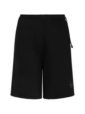 DOUUOD Logo-print Raw-edge Shorts