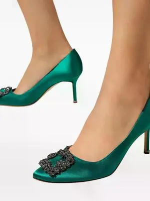 Manolo Blahnik Hangisi 70 Crystal-buckle Pumps