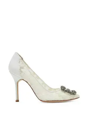 Manolo Blahnik Hangisi Lace Pumps - White