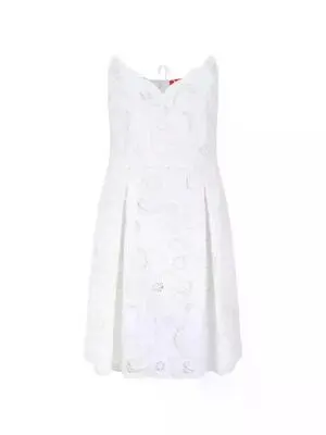 MERCI Scallop-edge Floral-lace Mini Dress - White