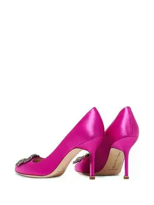 Manolo Blahnik Hangisi 90 Crystal-buckle Pumps - Pink