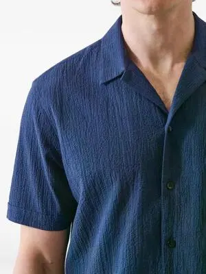 PATRICK ASSARAF Seersucker-textured Short-sleeve Shirt