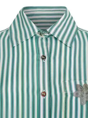 HUI MILANO Petunia Striped Floral-appliqué Shirt