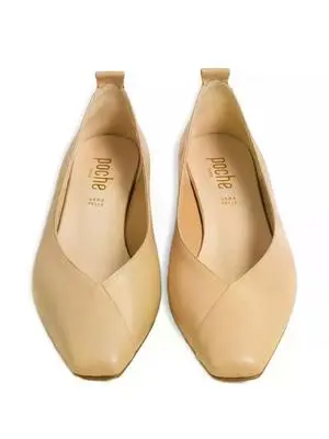 POCHE PARIS Square-toe Ballet Flats - Neutrals