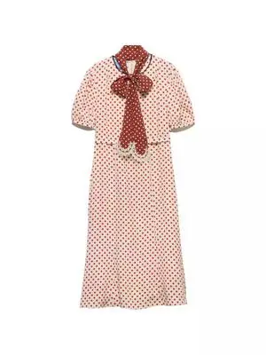 Prada Polka-dot Marocain Dress - Neutrals