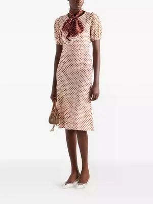 Prada Polka-dot Marocain Dress - Neutrals