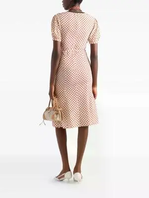 Prada Polka-dot Marocain Dress - Neutrals