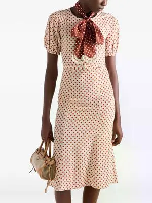 Prada Polka-dot Marocain Dress - Neutrals