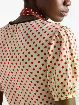 Prada Polka-dot Marocain Dress - Neutrals