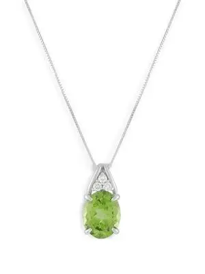LB EXCLUSIVE 18k White Gold Peridot And Diamond Necklace - Silver