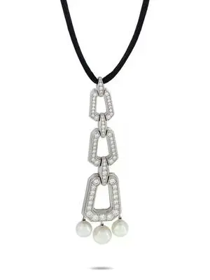 Cartier Chandra Diamond And Pearl Necklace And Earring Set