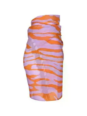 Attico Animal-print Fringe Trim Skirt - Purple