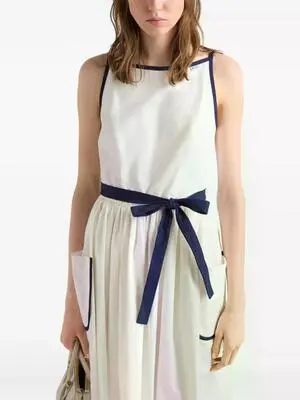 Prada Slubbed Toile Fit And Flare Dress