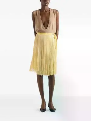 Prada Sequin Fringe Belted Midi Skirt