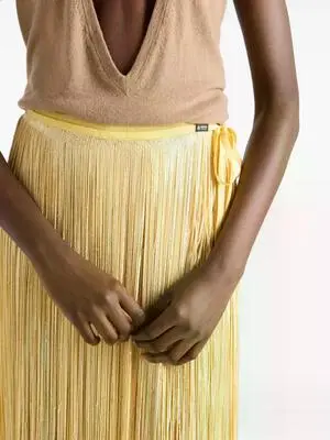 Prada Sequin Fringe Belted Midi Skirt
