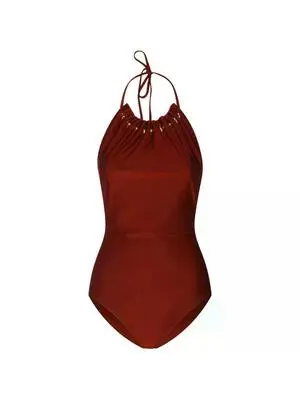 Zimmermann Embellished Halterneck One-piece Swimsuit - Red