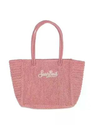 MC2 SAINT BARTH Logo-embroidered Raffia Shoulder Bag - Pink