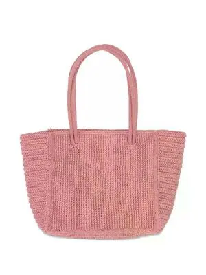 MC2 SAINT BARTH Logo-embroidered Raffia Shoulder Bag - Pink