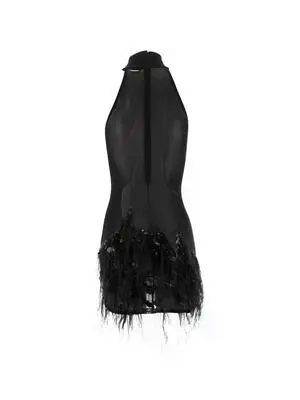 Just Cavalli Feather-trimmed Sequin-embellished Mini Dress