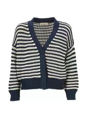 GRAN SASSO Striped Open-knit Cardigan