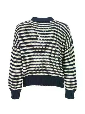 GRAN SASSO Striped Open-knit Cardigan