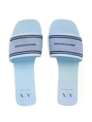 Armani Exchange Jacquard Flat Sandals - Blue