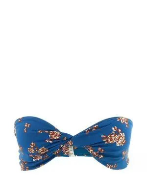 Magda Butrym Floral-print Twisted Bandeau Bikini Top - Blue