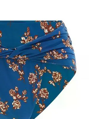 Magda Butrym Floral-print Ruched Bikini Briefs - Blue