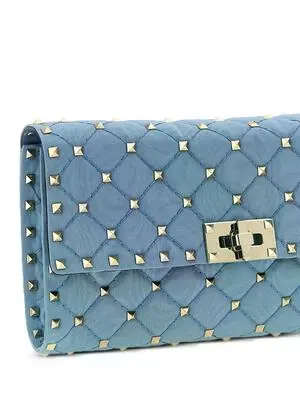 Valentino Garavani Rockstud Spike Moiré Shoulder Bag - Blue