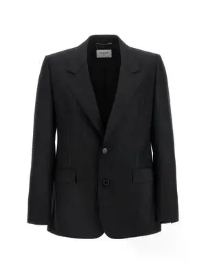 Saint Laurent Pinstripe Wool Blazer - Grey