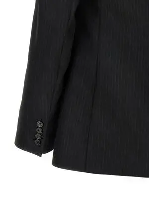 Saint Laurent Pinstripe Wool Blazer - Grey