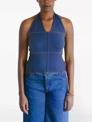 BASERANGE Cinder Ribbed Halter Top - Blue