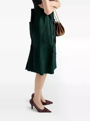 Prada Shetland Wool Midi Skirt - Green